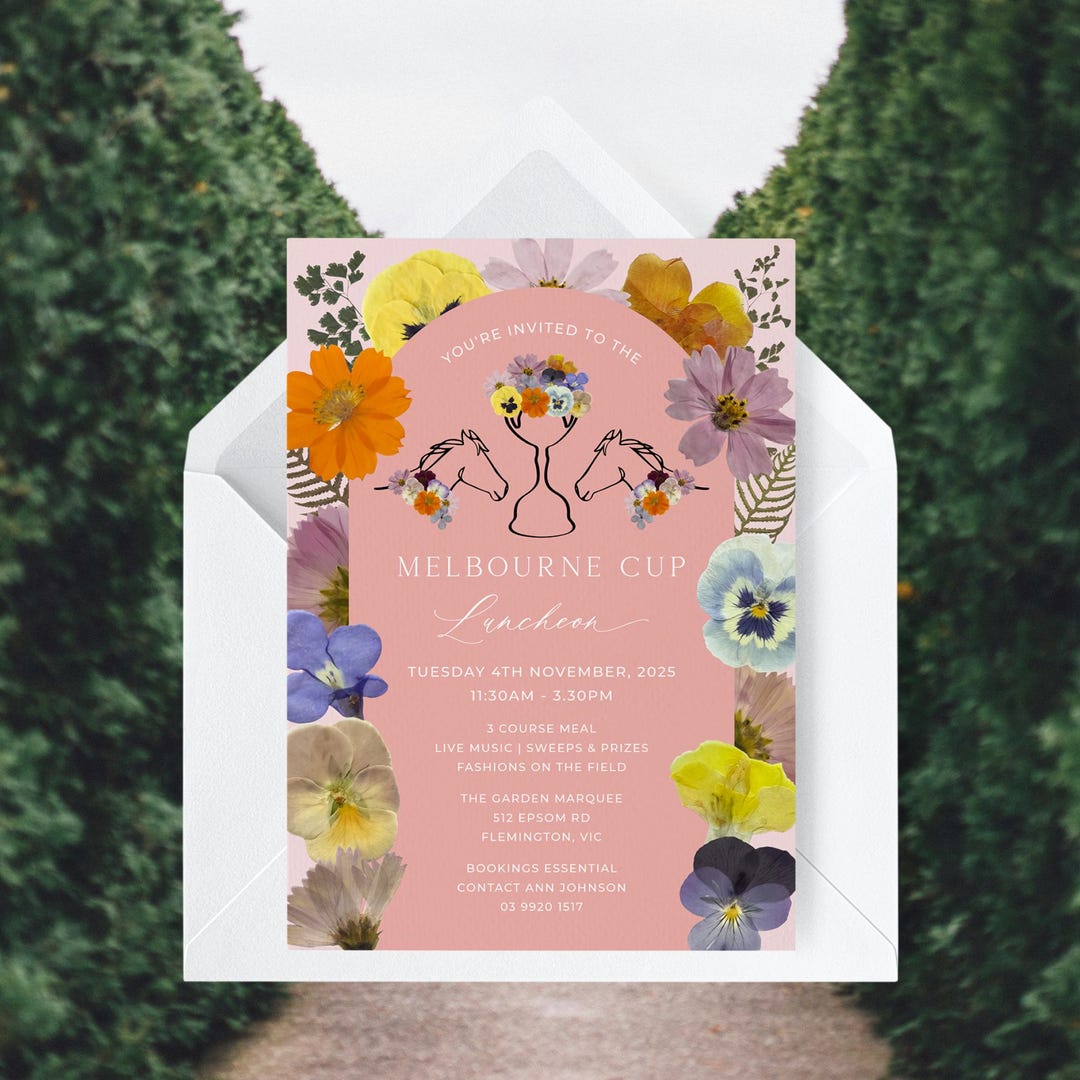 Melbourne Cup Party Invitation Template, Melbourne Cup Luncheon, Derby ...