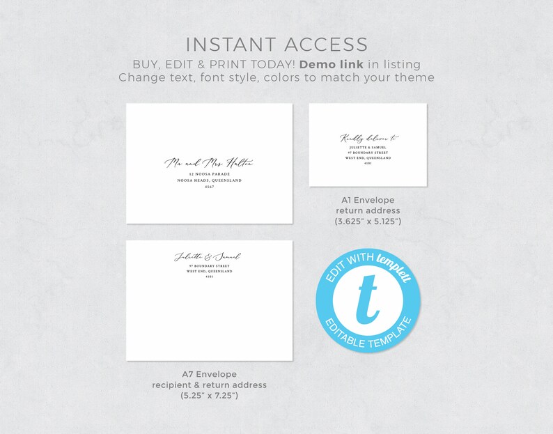 Envelope Template Wedding Envelope Return Address - Etsy Australia