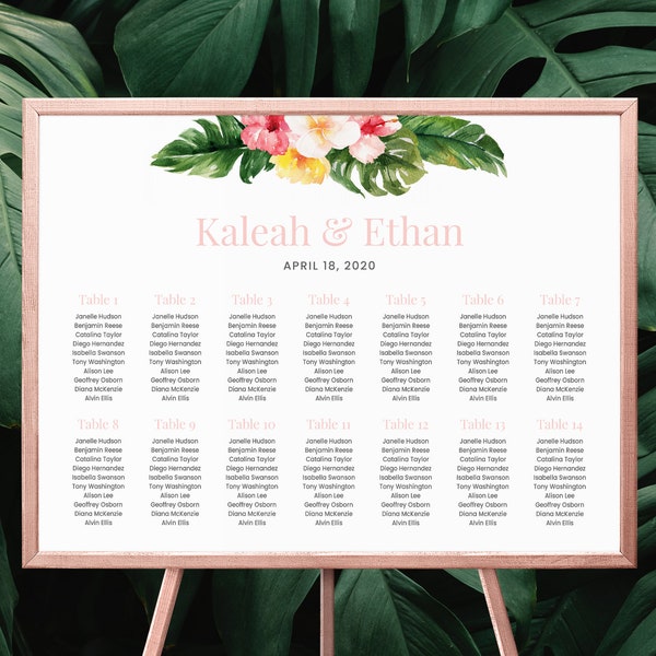 Hawaiian Seating Chart Template - Etsy