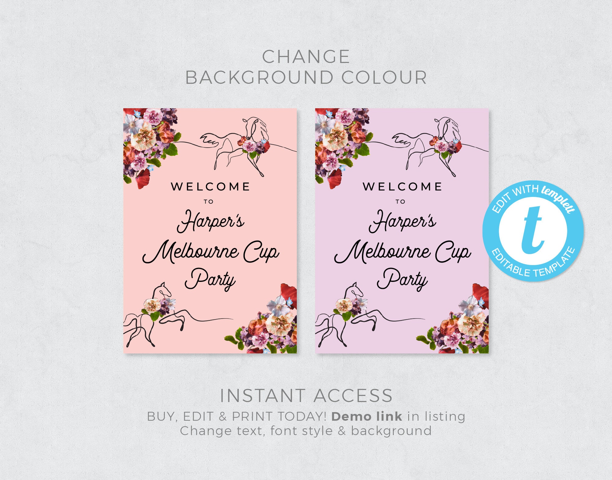 Melbourne Cup Party Welcome Sign Template Birthday Derby | Etsy