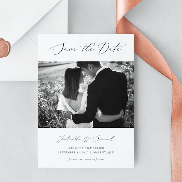 Simple Romantic Save the Date Card - Etsy