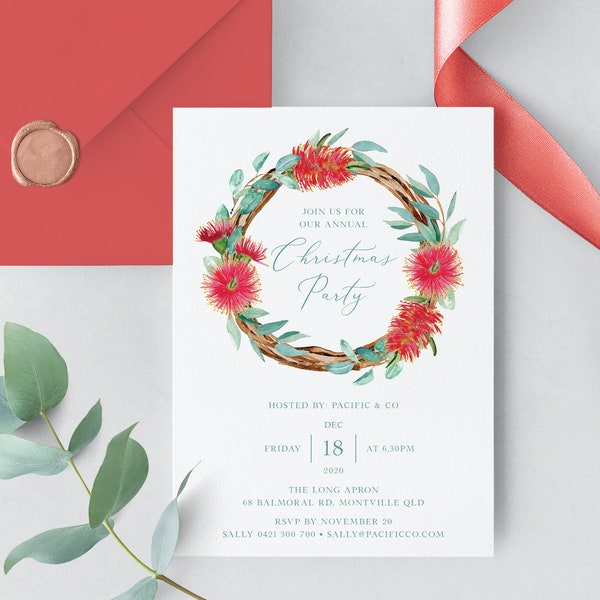 Eucalyptus Christmas Party Invitations - Etsy