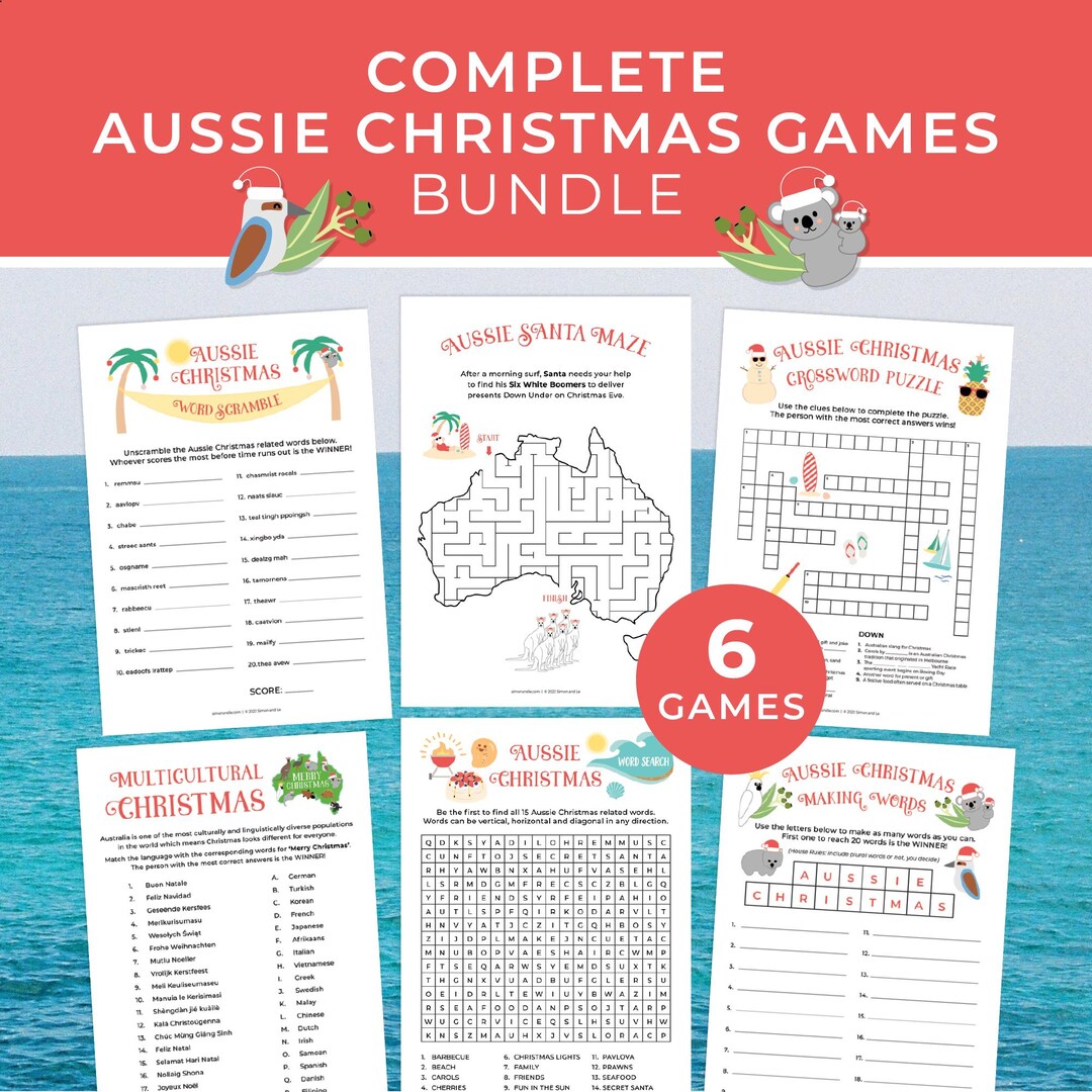 Aussie Christmas Party Games Bundle, Australian Christmas Activity ...