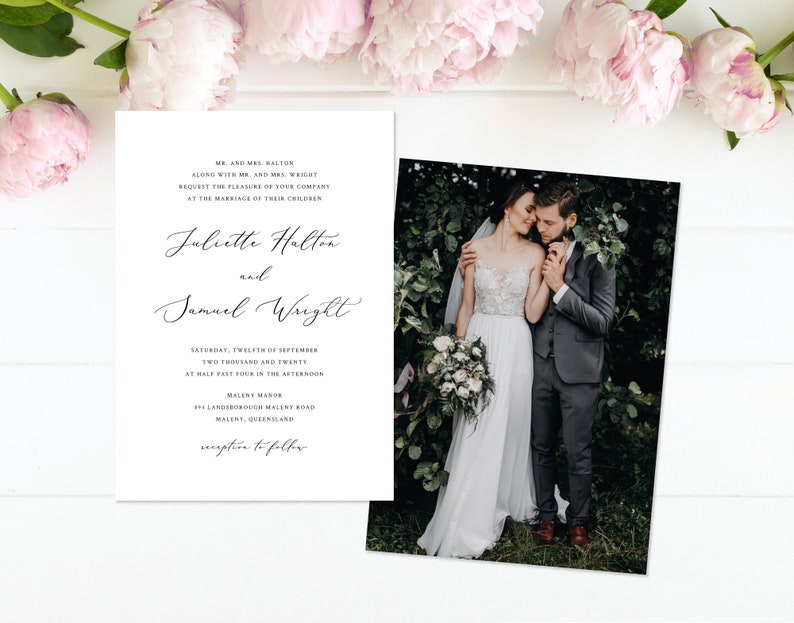 Elegant Wedding Invitation Template Romantic Wedding - Etsy Australia