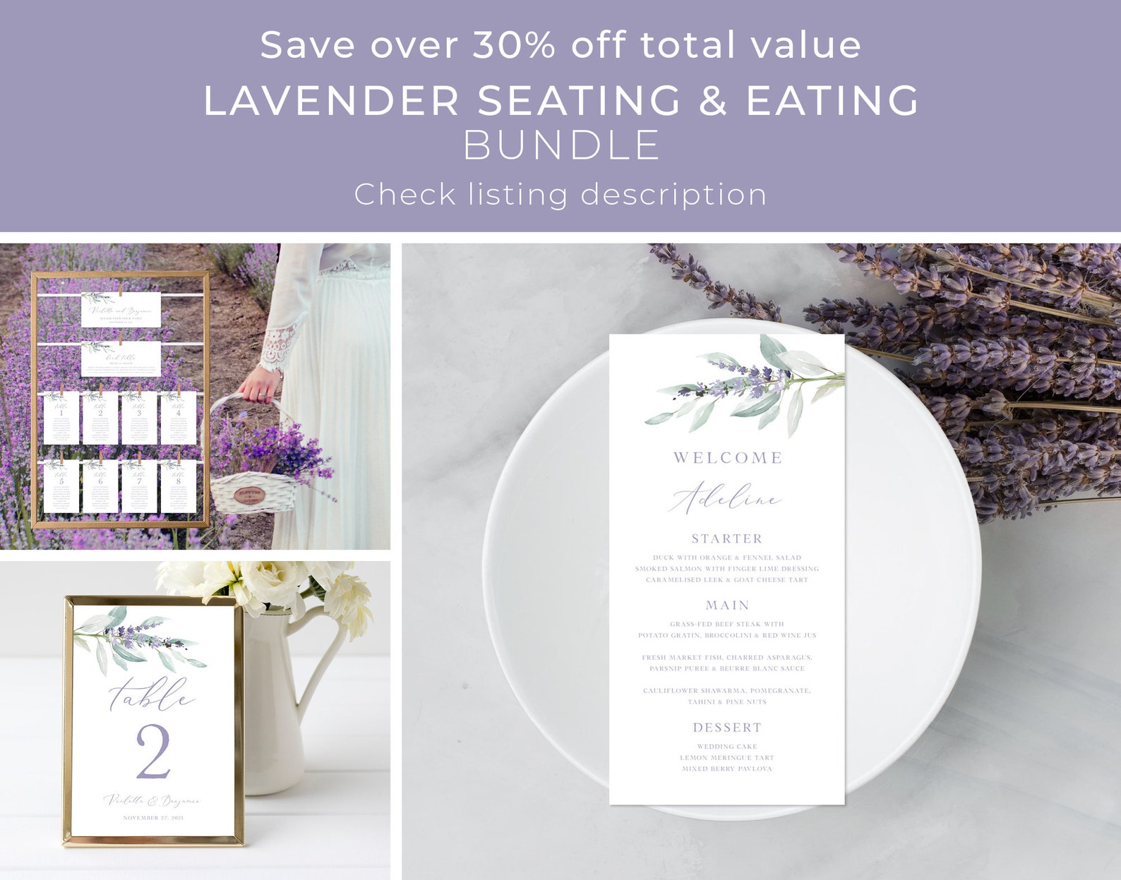 Custom Lavender Sign Template, Lavender Rustic Wedding Signs, Lavender ...