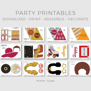 70s Party Decorations, 70s Photo Booth Props, Banner, Cupcake Toppers ...