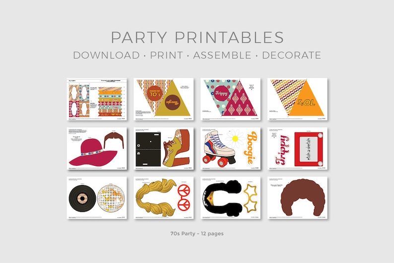 70s Party Decorations 70s Photo Booth Props Printable 70s - Etsy Australia