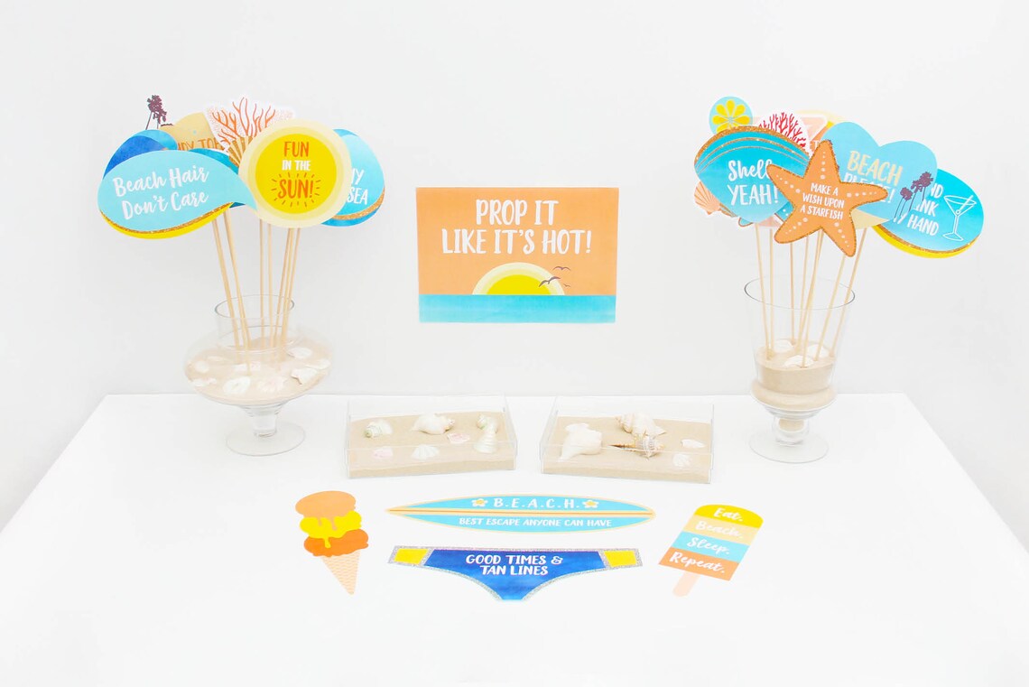Beach Photo Booth Props Summer Party Props Beach Party | Etsy