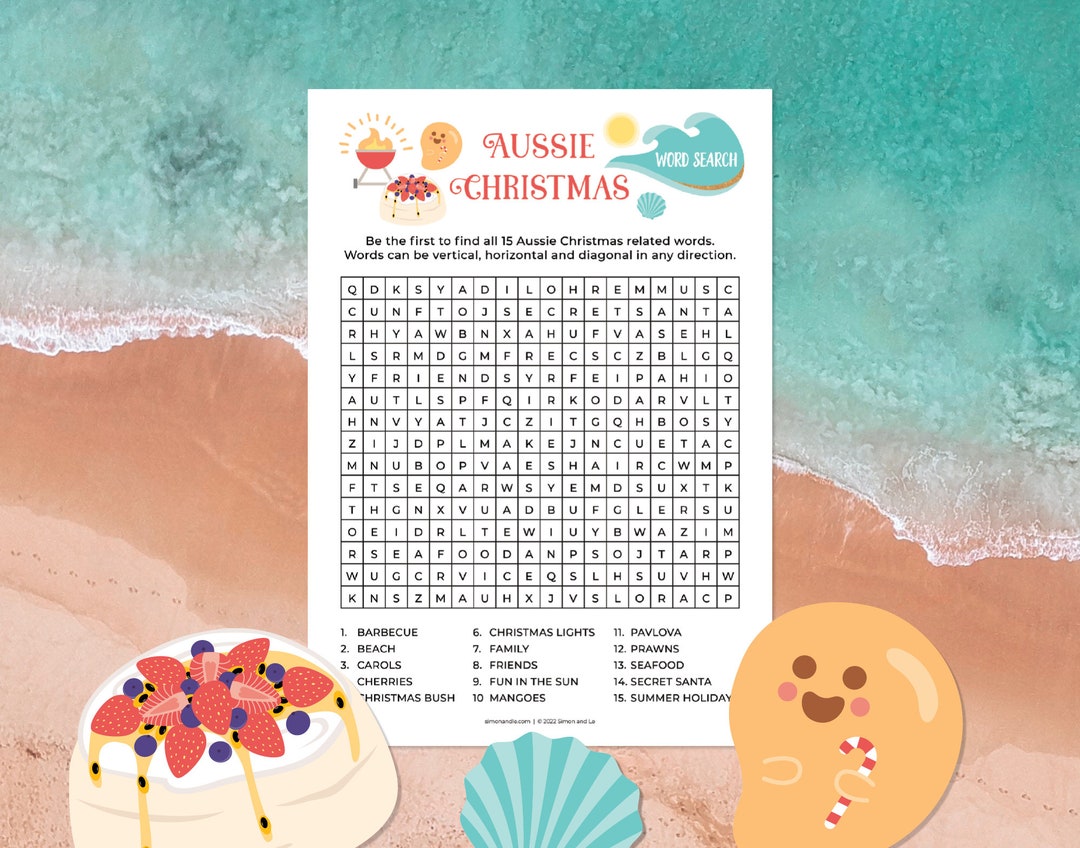 Aussie Christmas Word Search Game, Australian Christmas, Christmas ...
