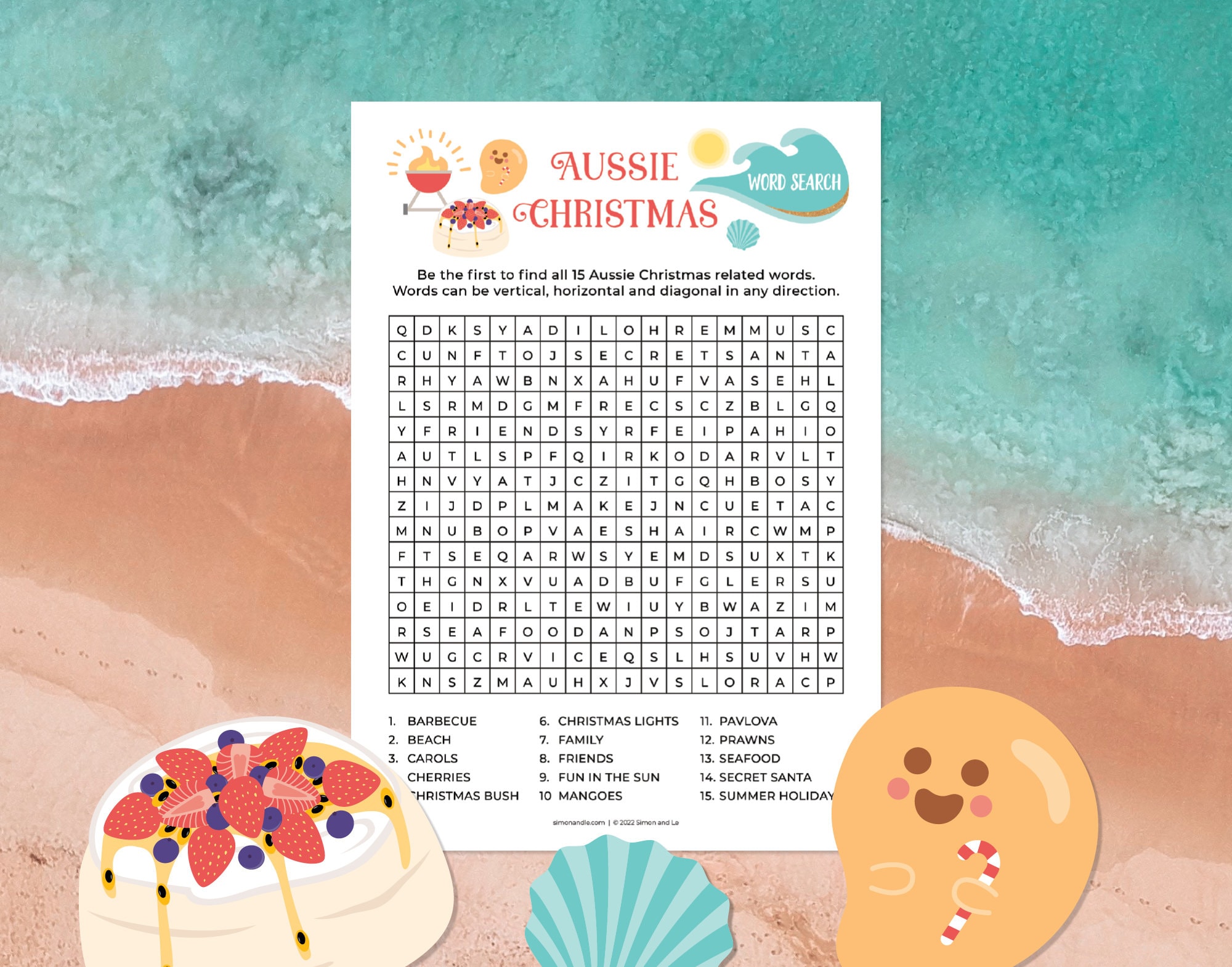 Aussie Christmas Word Search Game Australian Christmas - Etsy Australia