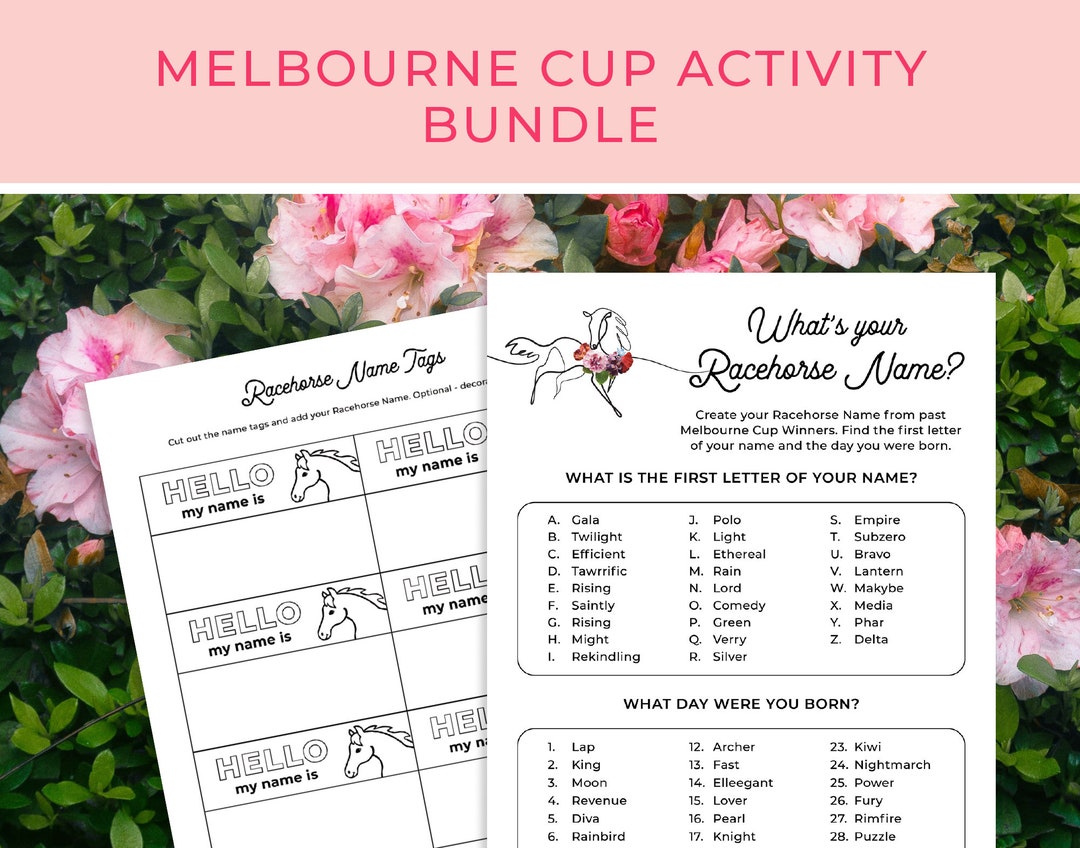 Melbourne Cup Activity, Racehorse Name Tag, Horse Racing Colouring ...