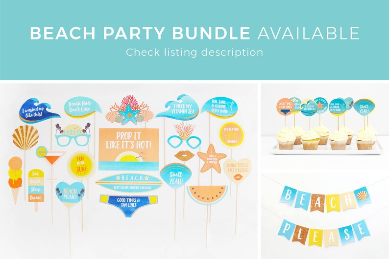 Beach Photo Booth Props Summer Party Props Beach Party - Etsy