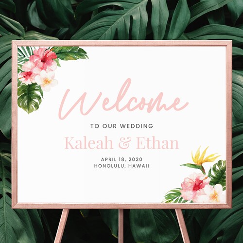 Tropical Welcome Sign Editable Instant Download Template - Etsy