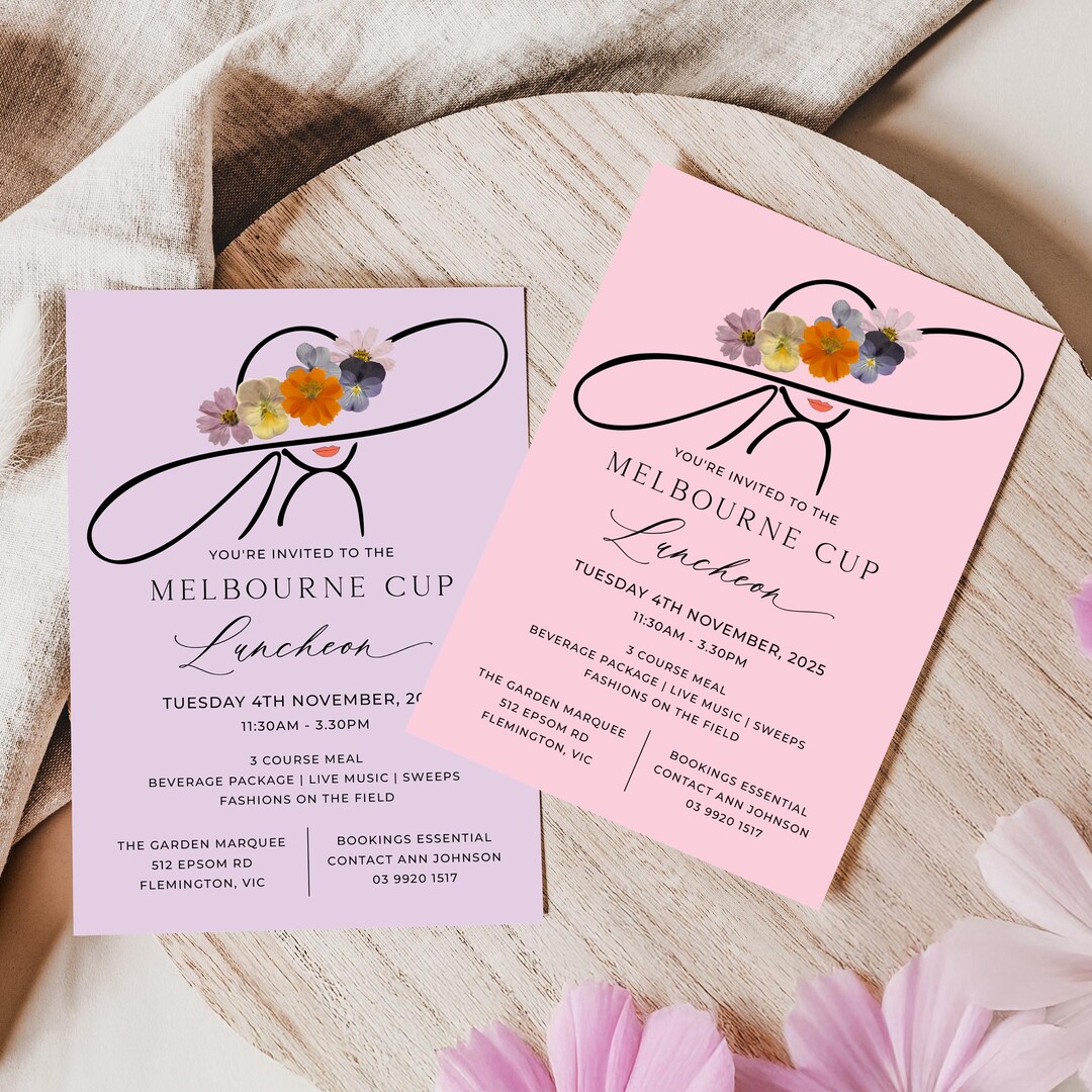 Melbourne Cup Invitation Template, Derby Invitation, Melbourne Cup Hat ...