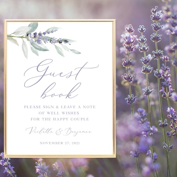 Lavender Guest Book - Etsy