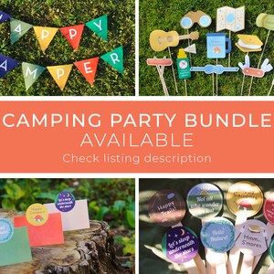 Happy Camper Birthday Banner, Camping Party Banner, Outdoor, Adventure ...