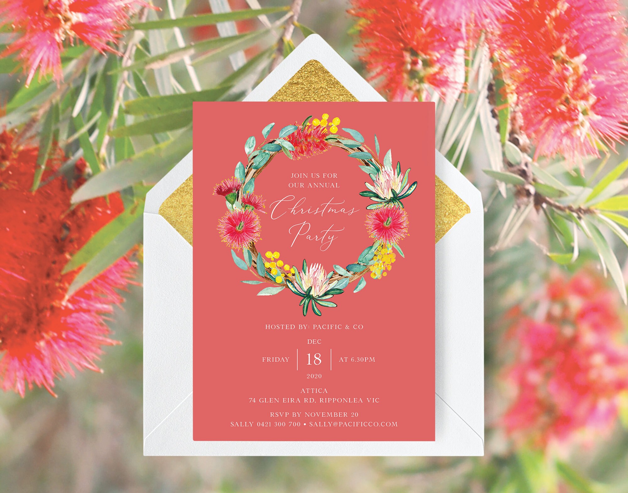 Australian Christmas Party Invitation Template Aussie - Etsy Australia