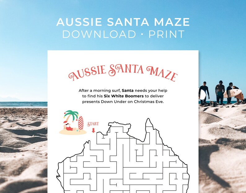 Aussie Santa Maze Christmas Party Games, Australian Christmas, Six ...
