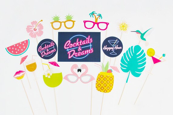 Tropical Party Props Summer Party Props Tropical Photo Booth - Etsy