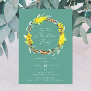 Australian Christmas Party Invitation Template, Aussie Christmas Office ...