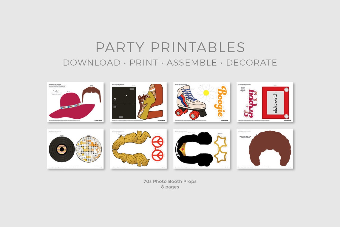 70s Photo Booth Props 70s Props Retro Party Decorations | Etsy