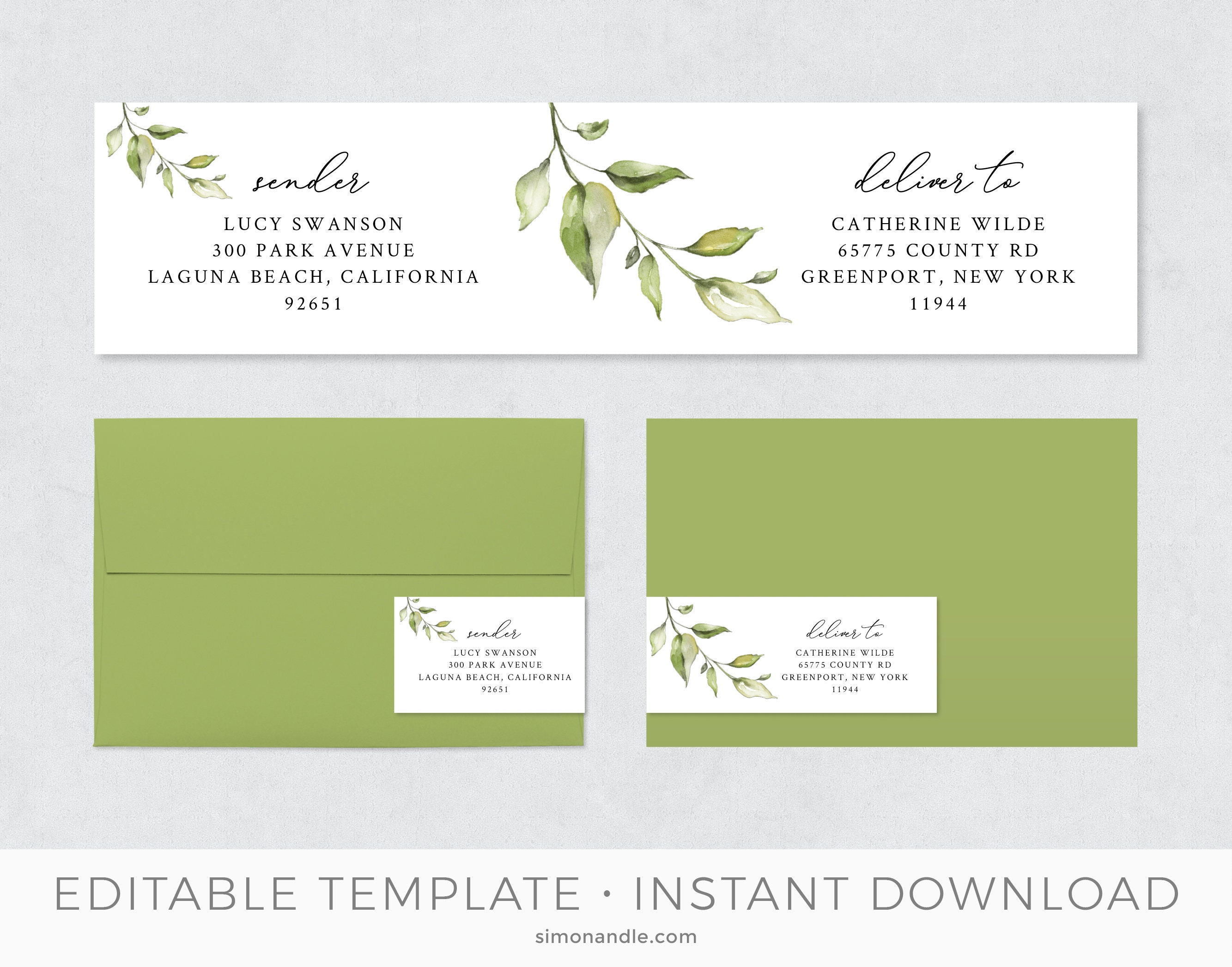 Editable Envelope Wrap Labels Envelope Label Template Return - Etsy ...
