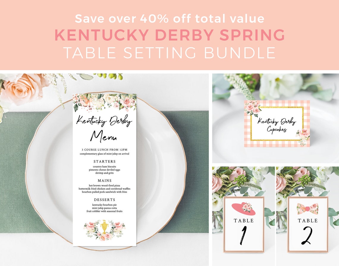 Kentucky Derby Menu Template, Derby Lunch Menu, Dinner Menu, Derby Bar ...