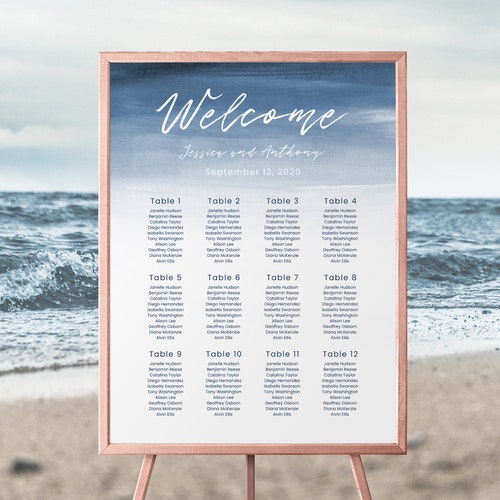 Ocean Wedding Seating Chart Template Editable Beach Seating - Etsy