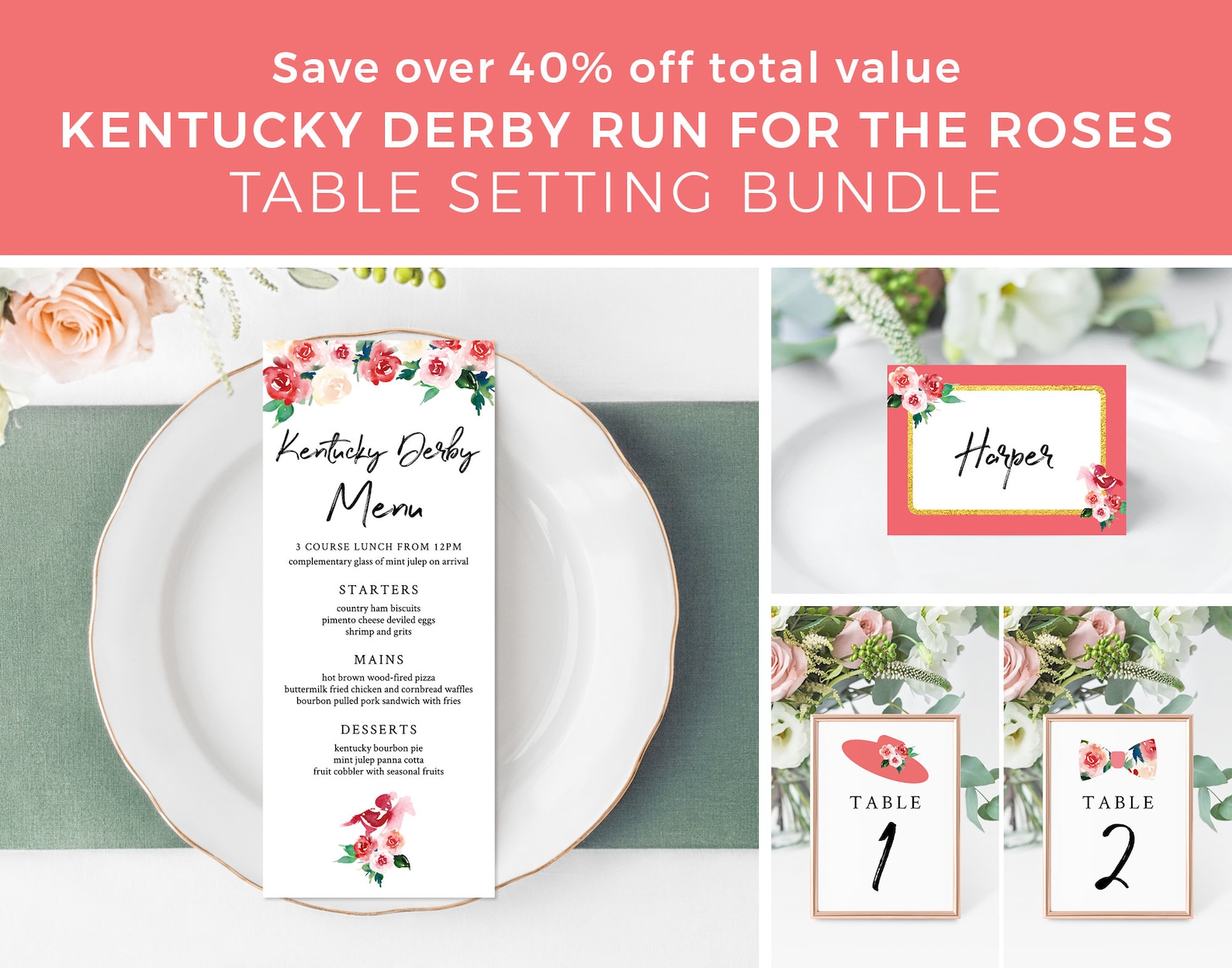 Kentucky Derby Menu Template, Derby Lunch Menu, Derby Dinner Menu ...