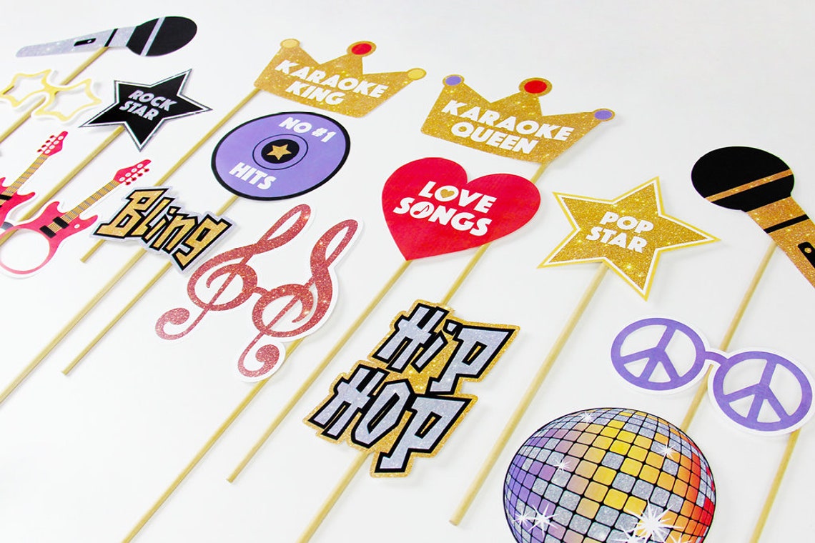 Karaoke Party Photo Booth Props Rock Star Pop Star Hip Hop | Etsy