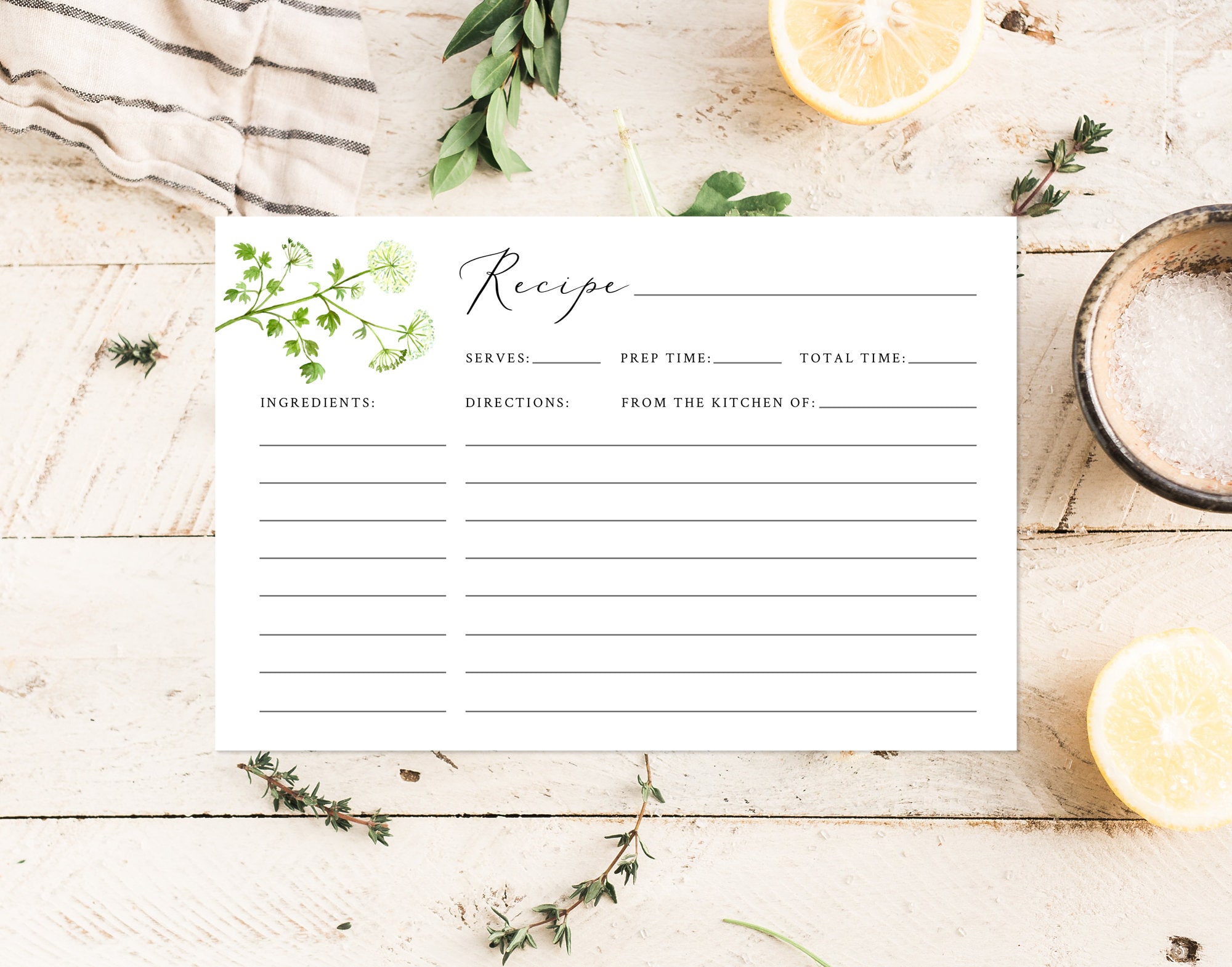 Bridal Shower Recipe Card, Recipe Blank Card, Editable Template ...