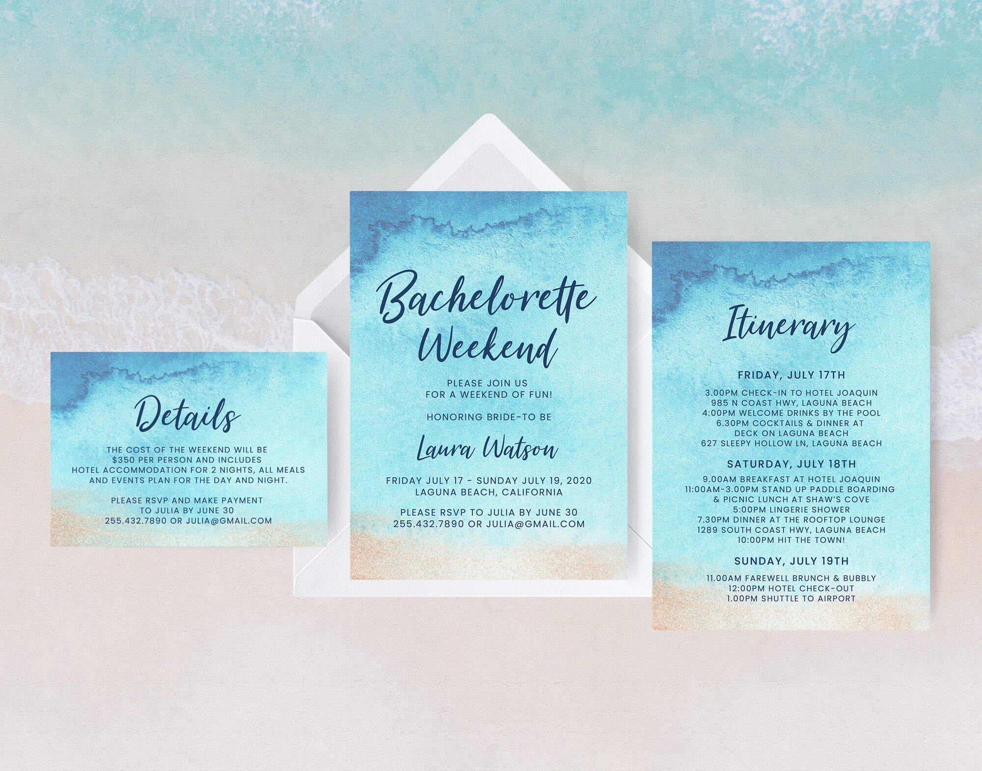 Beach Bachelorette Party Invitations