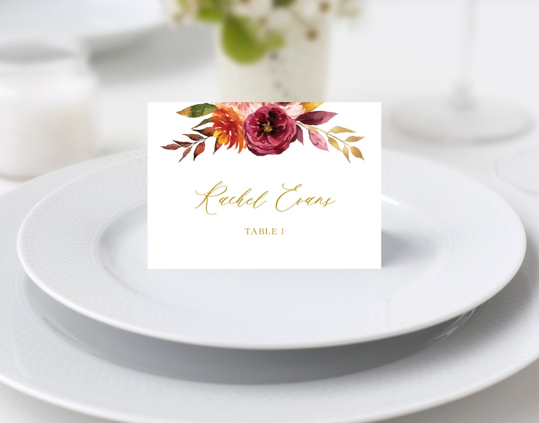 Fall Place Card Template Fall Wedding Tent Cards - Etsy
