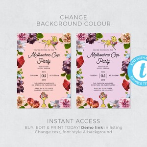 Melbourne Cup Party Invitation Template, Melbourne Cup Luncheon, Spring ...