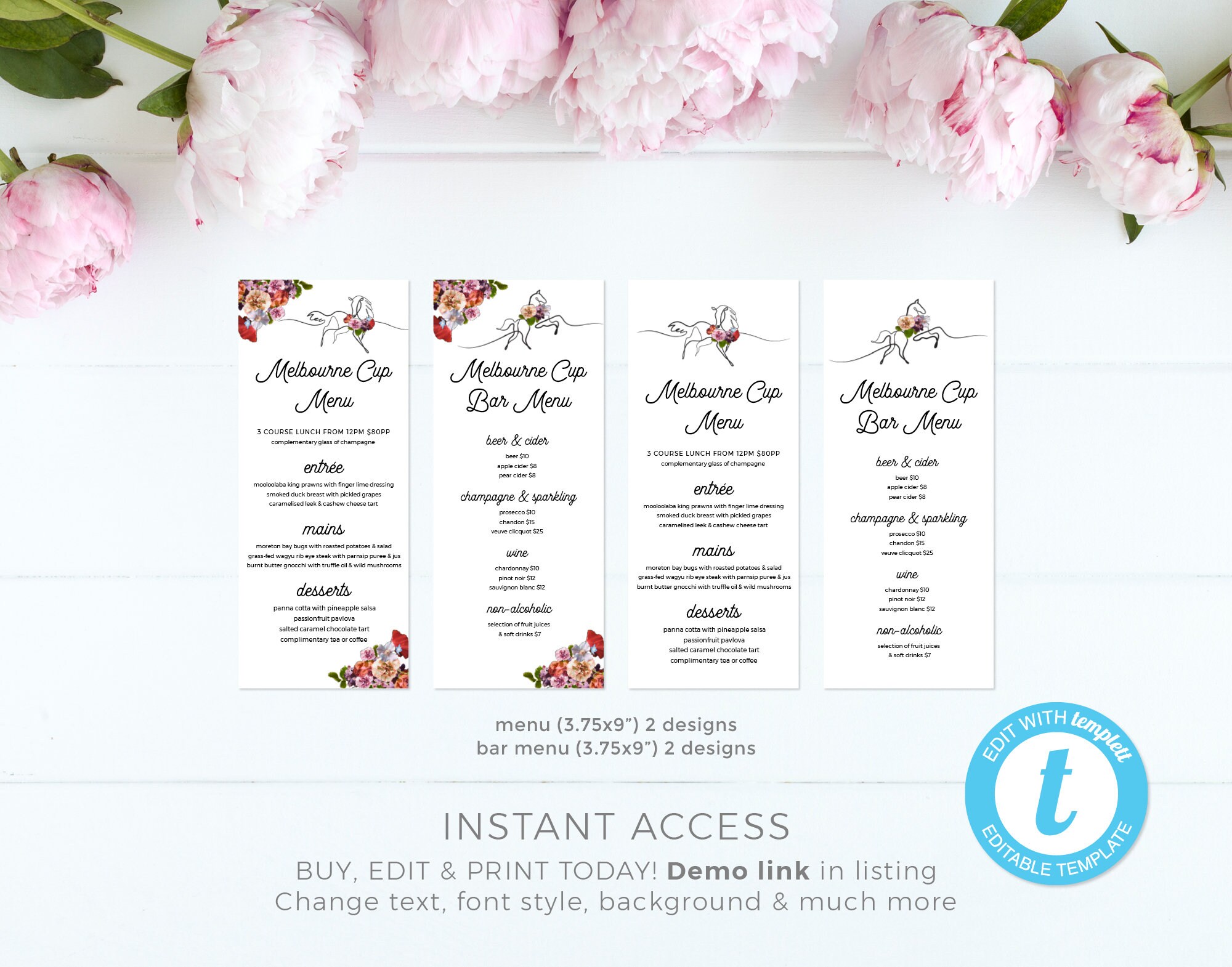 Melbourne Cup Menu Template Melbourne Cup Luncheon Menu - Etsy Australia
