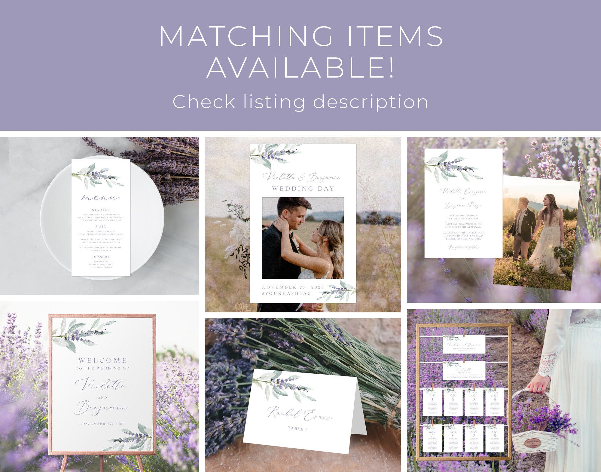 Lavender Wedding Program Template, Wedding Program Fans, Lavender ...