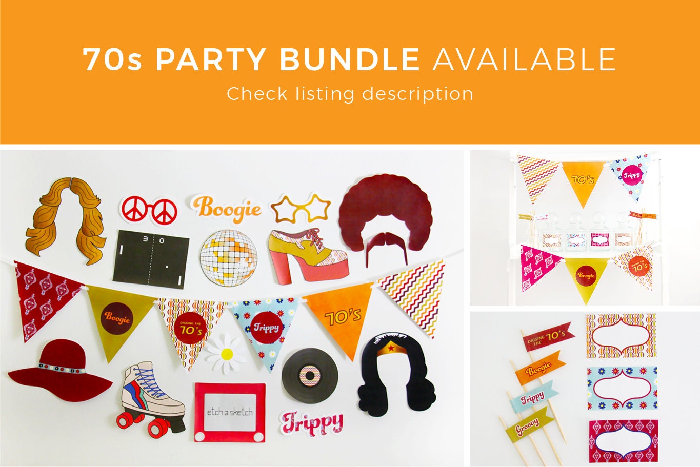 70s Photo Booth Props, 70s Props, Retro Party Decorations, Disco Props ...