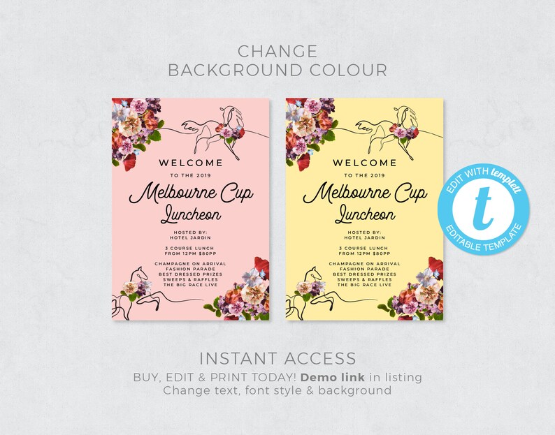 Melbourne Cup Welcome Sign Template, Melbourne Cup Poster, Luncheon ...