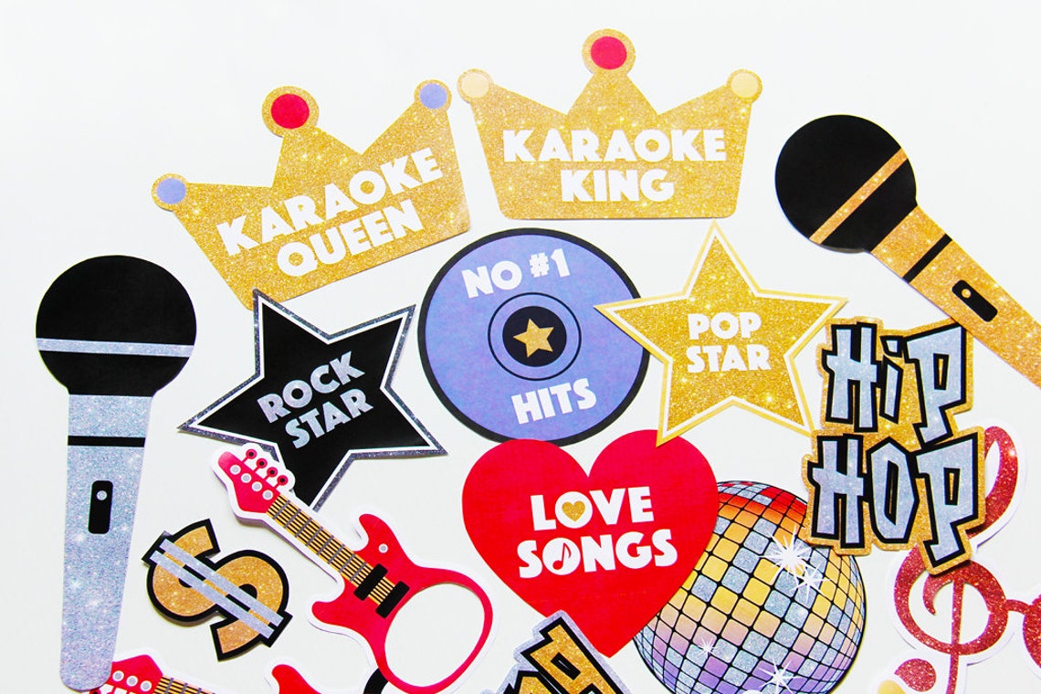 Karaoke Party Photo Booth Props, Rock Star, Pop Star, Hip Hop, Karaoke ...
