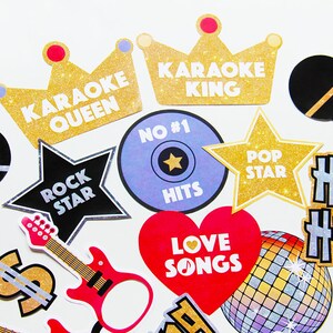 Karaoke Party Photo Booth Props, Rock Star, Pop Star, Hip Hop, Karaoke ...