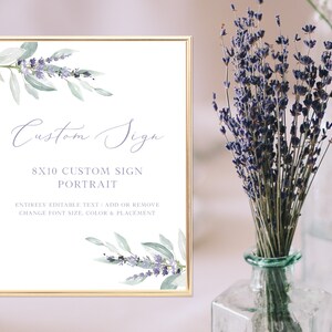 Custom Lavender Sign Template, Lavender Rustic Wedding Signs, Lavender ...