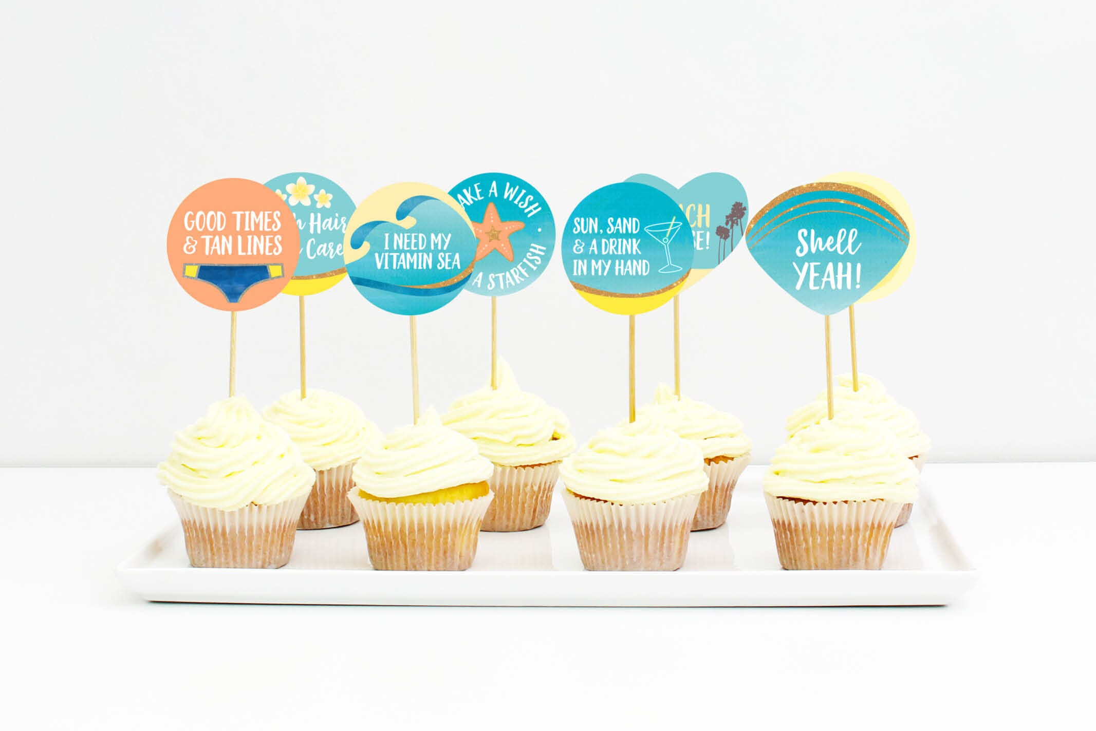 Beach Party Cupcake Toppers Beach Cake Topper Summer Party - Etsy Australia