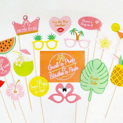 Tropical Bridal Shower Photo Booth Props Tropical - Etsy