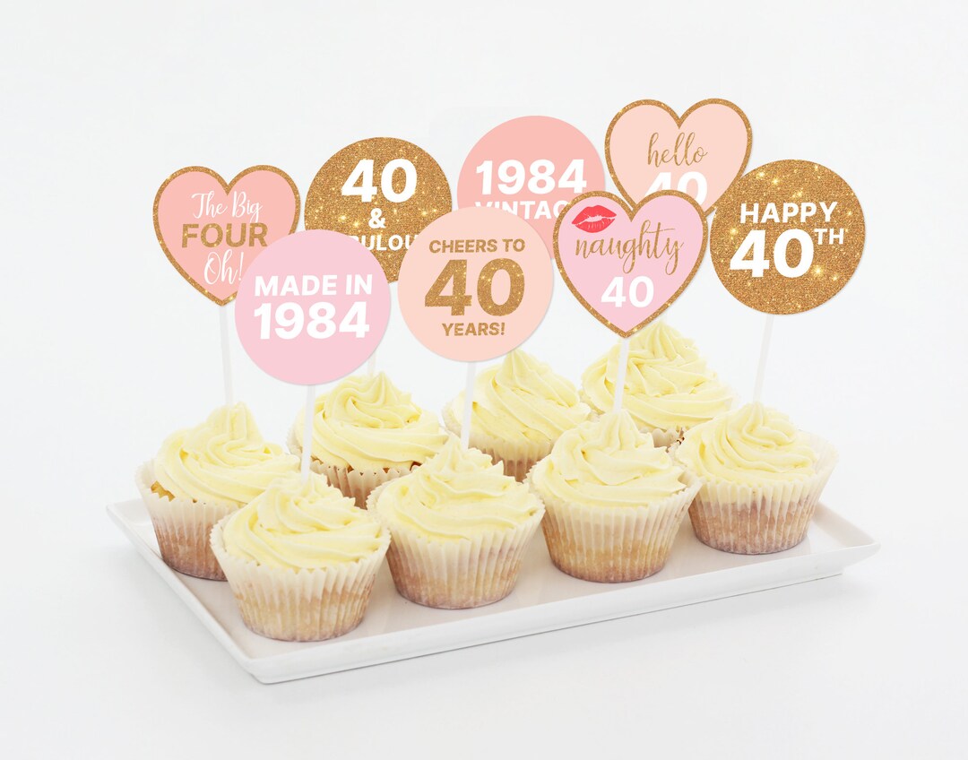 40th Cupcake Toppers, 1984, 40th Birthday Cake Toppers, 40th Cake ...