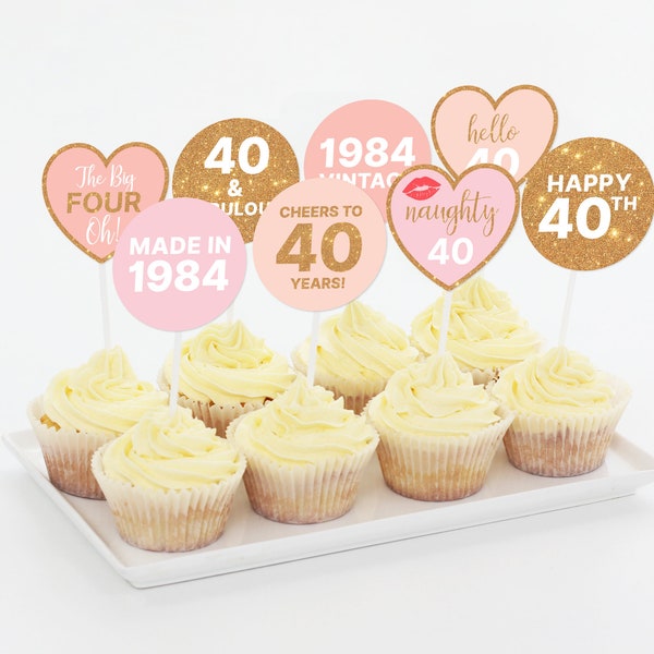 40 Gold Cupcake Topper - Etsy UK