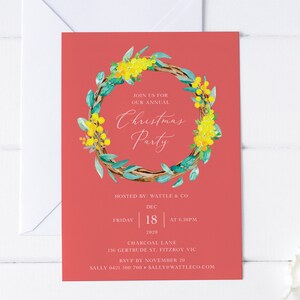 Australian Christmas Party Invitation Template, Aussie Christmas Office ...