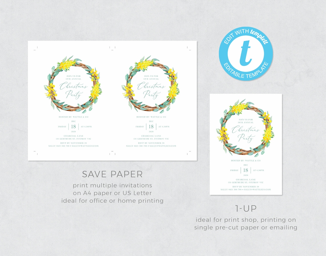 Australian Christmas Party Invitation Template, Aussie Christmas Office ...