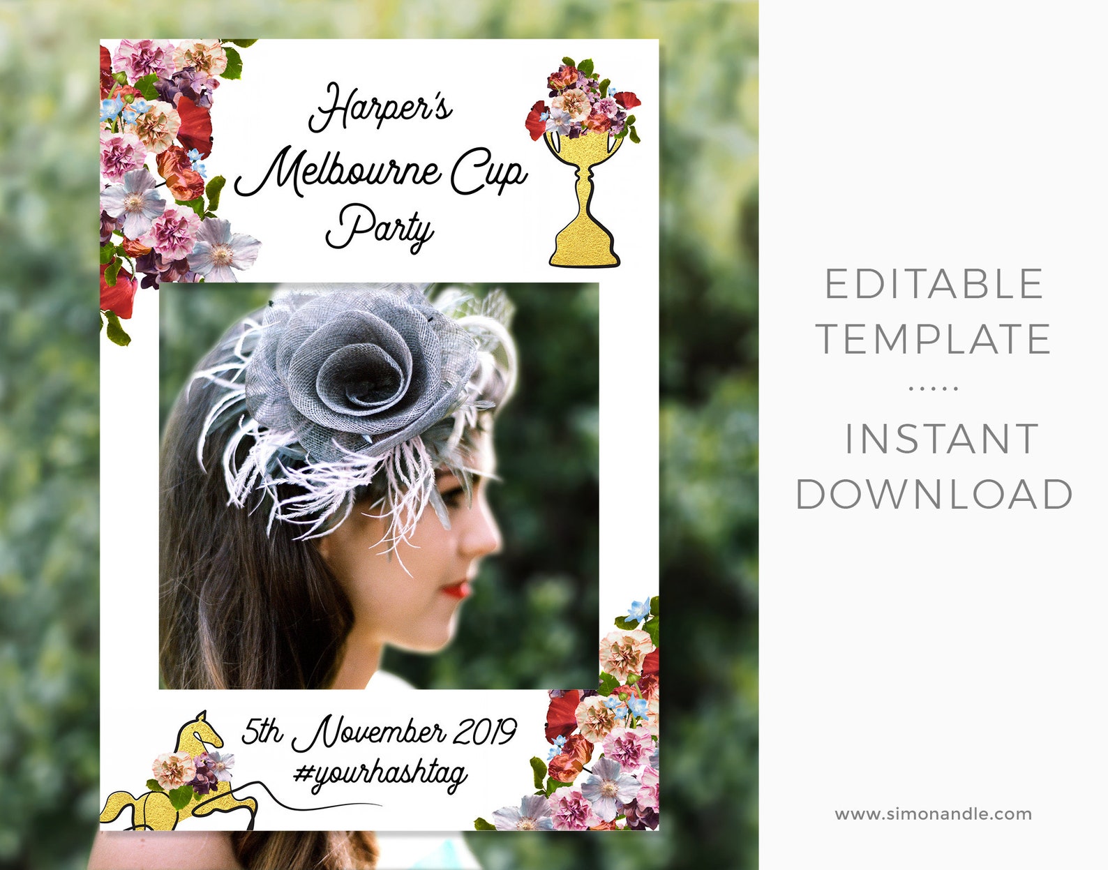 Melbourne Cup Photo Booth Frame Template, Melbourne Cup Prop, Spring ...