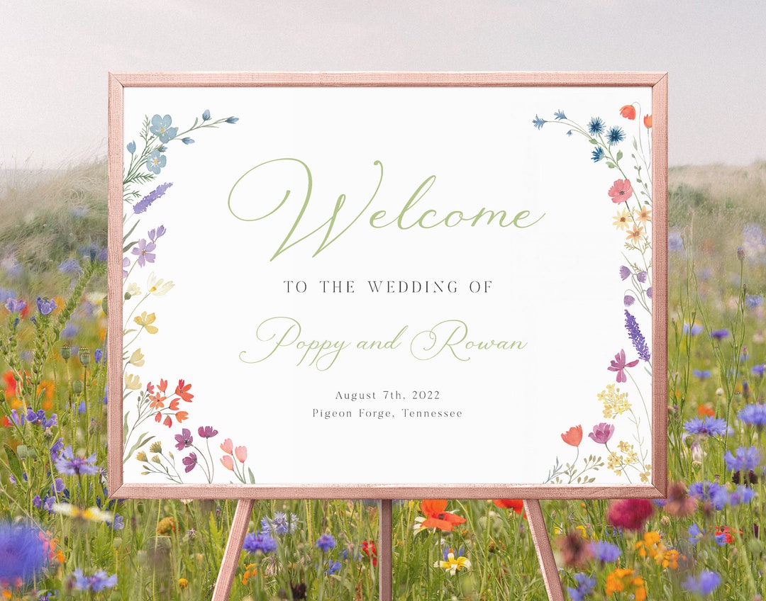 Wildflower Welcome Sign Template, Wedding Welcome Sign, Wildflower ...