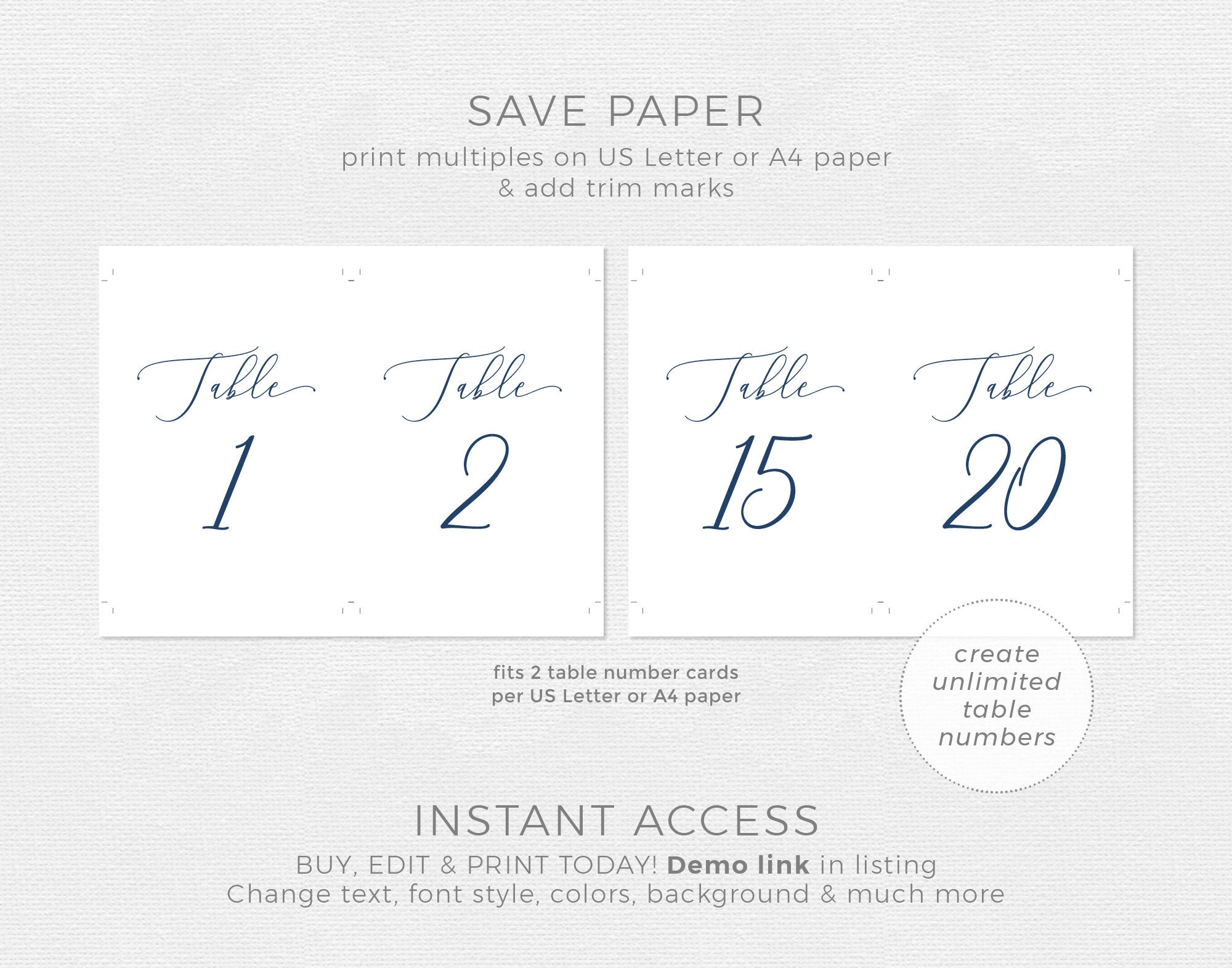 Table Number Card Template Table Seating Cards Beach Table - Etsy Australia